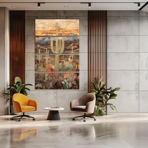 Arizona Desert Cactus Canvas Wall Art Boho Wall Decor Mosaic Art PRINT ...