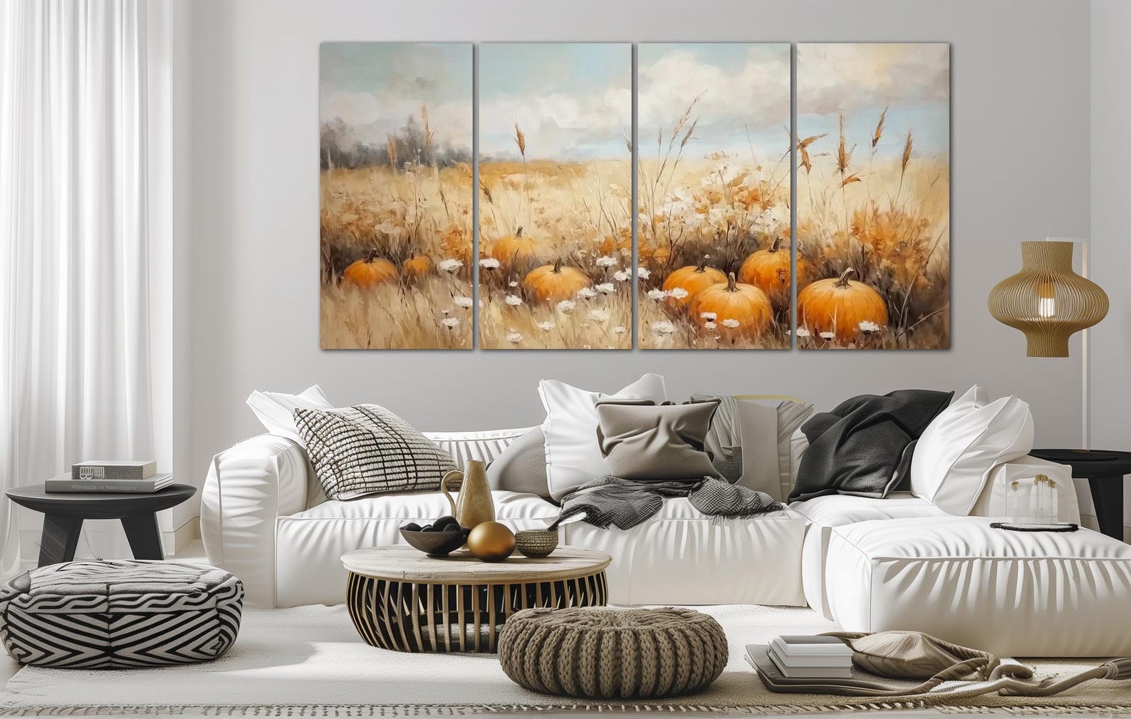 Harvest Pumpkins Canvas Wall Art Country Fall Decor Autumn Farmhouse ...
