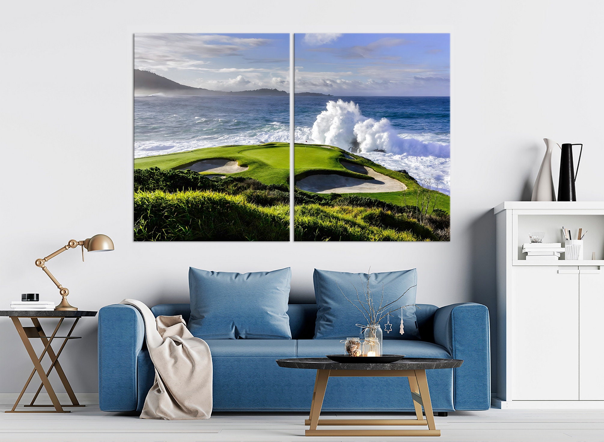 Golf Canvas Wall Art Golf Print Pebble Beach Golf Links Golf Course in ...
