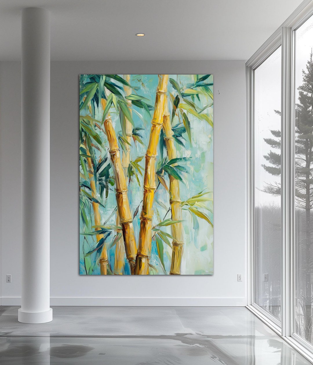 Japandi Bamboo Canvas Wall Art Feng Shui Decor Bamboo Plant Oil ...