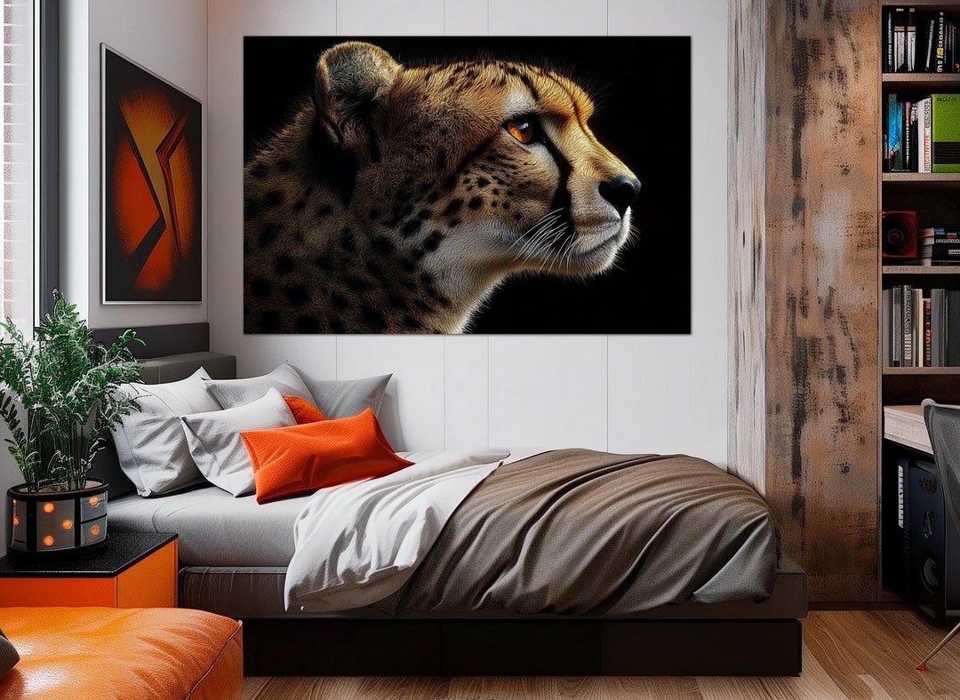 Cheetah Canvas Wall Art Cottagecore Decor Cheetah Print Wild Animal ...
