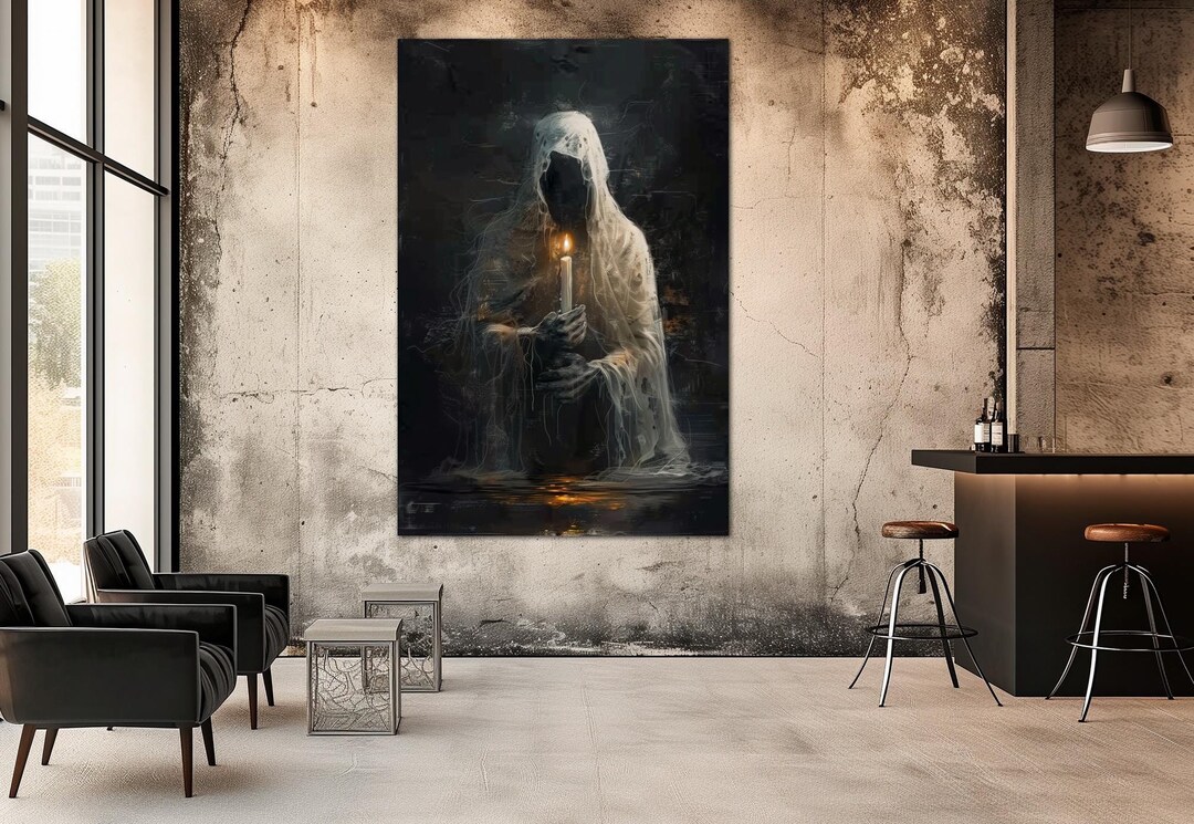 Horror Ghost Canvas Wall Art Dark Academia Decor Halloween Print Ghost ...
