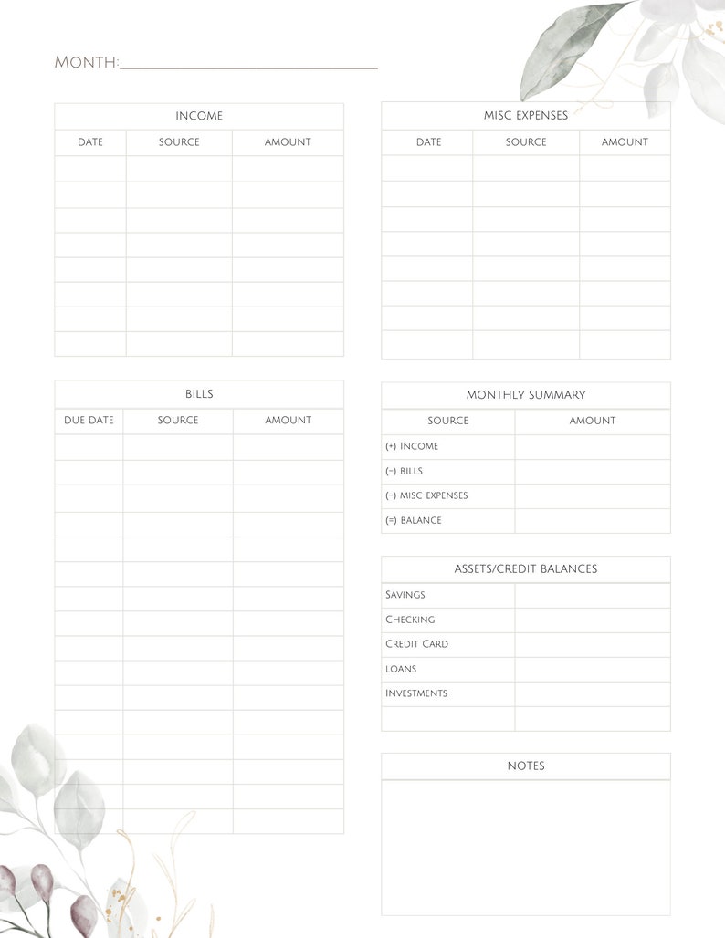 Monthly Budget Book - Etsy