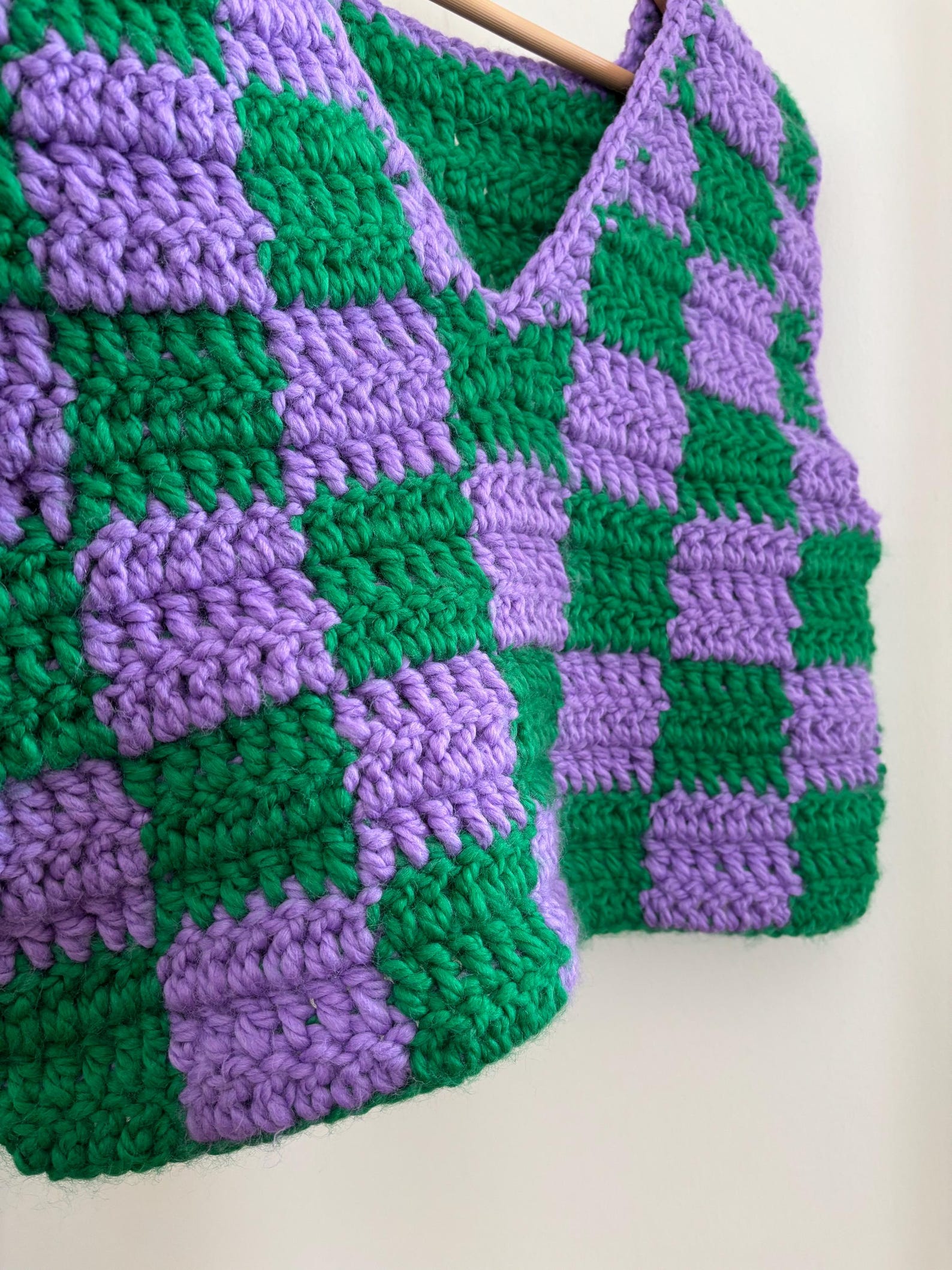 Checkered Crochet Vest Pattern: V-neck Wool (PDF Pattern) - Etsy