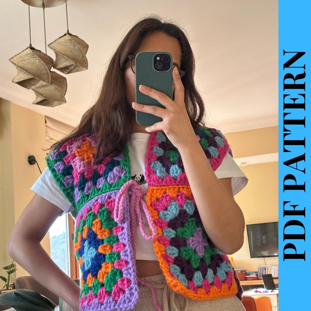 Granny Square Crochet Vest Pattern, Chunky Tie Vest (PDF Pattern) - Etsy