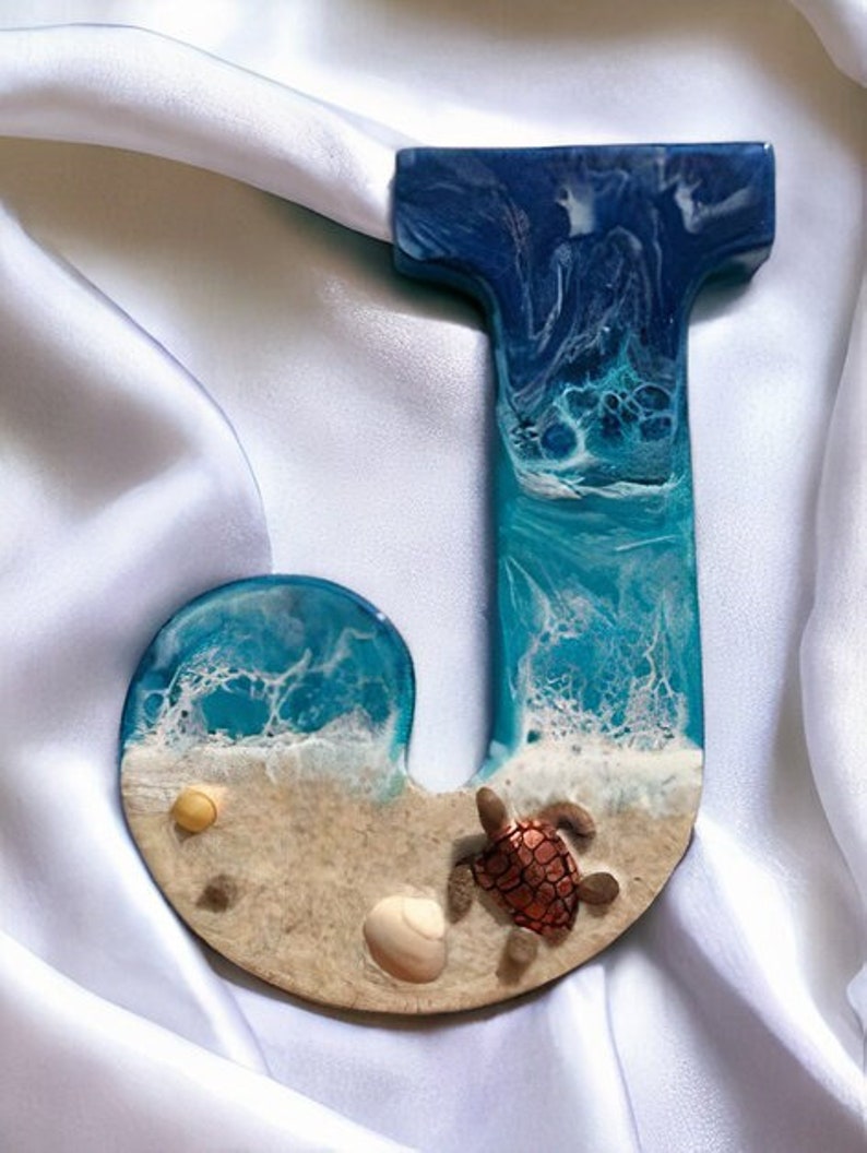 Custom Resin Letter Handmade Epoxy Alphabet Epoxy Wall Art Resin Sea ...