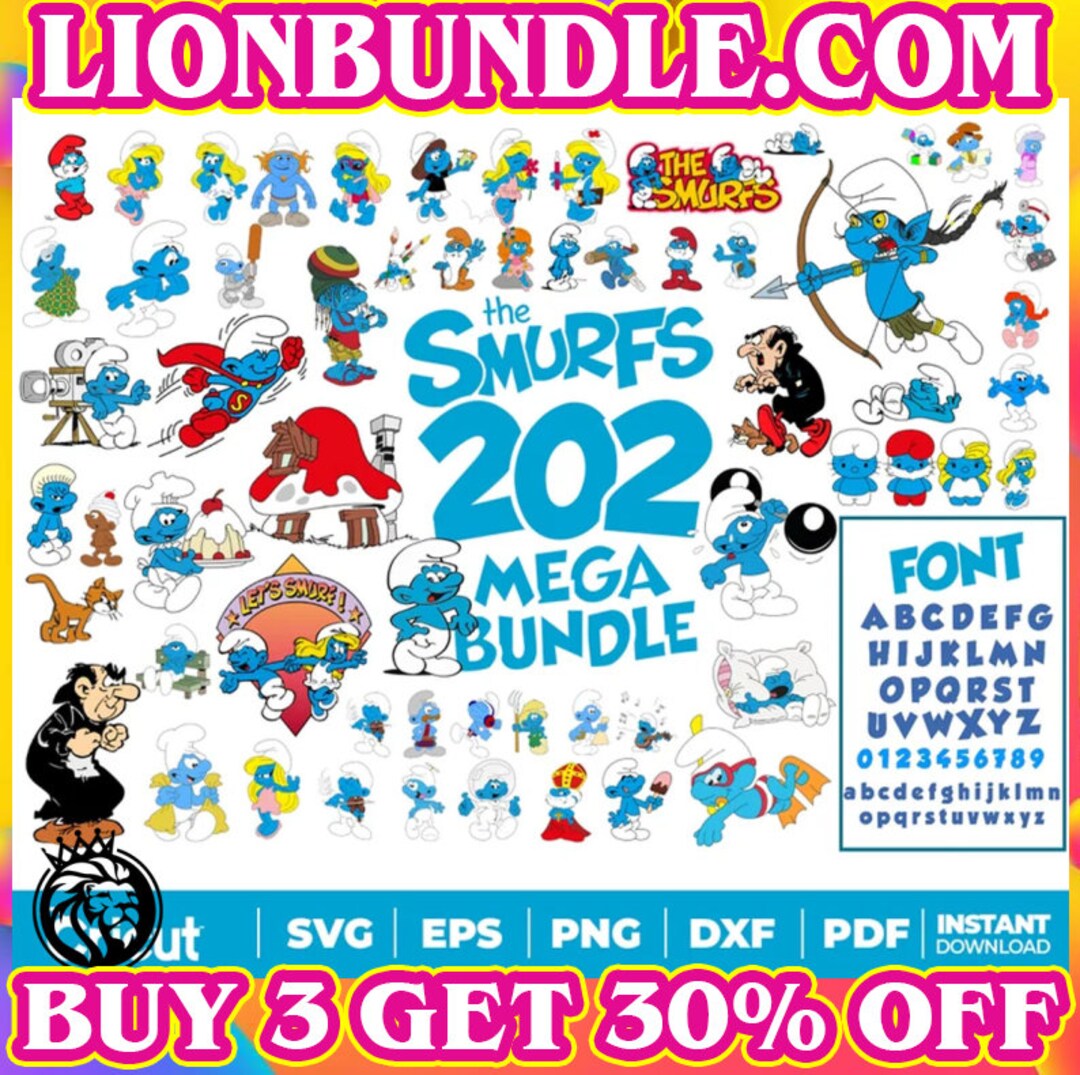Cartoon Svg Bundle, Smurfs Svg Digital Files - Etsy