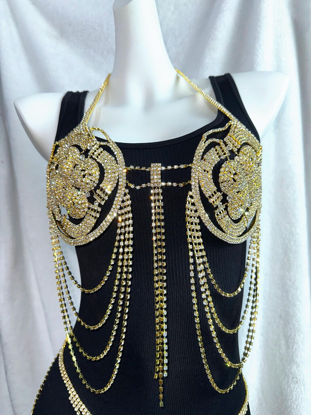 Body Chain Carnival Beach Body Chain Trendy Mesh Tassel Rhinestone ...