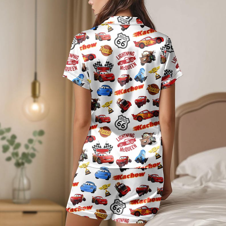 Lightning Mcqueen Satin Pajamas Set, Disney Cars Pajamas Shorts, Cars ...