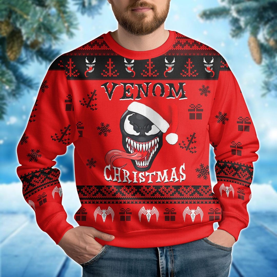 Christmas Venom Ugly Sweater, Superhero Santa Christmas Sweatshirt ...