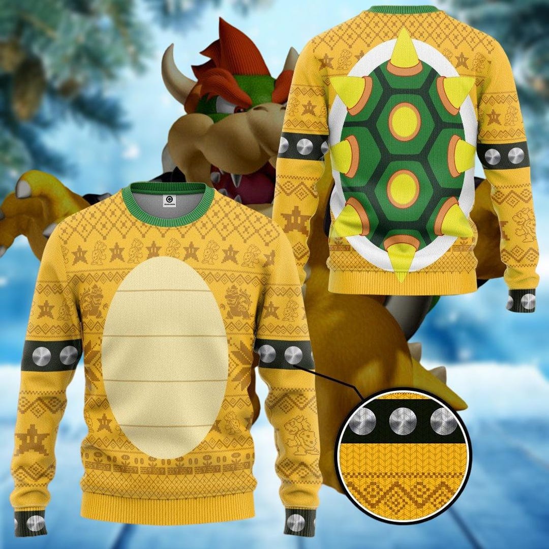 Super Mario Bowser Ugly Christmas Sweater, Mario Bros Xmas Sweater ...