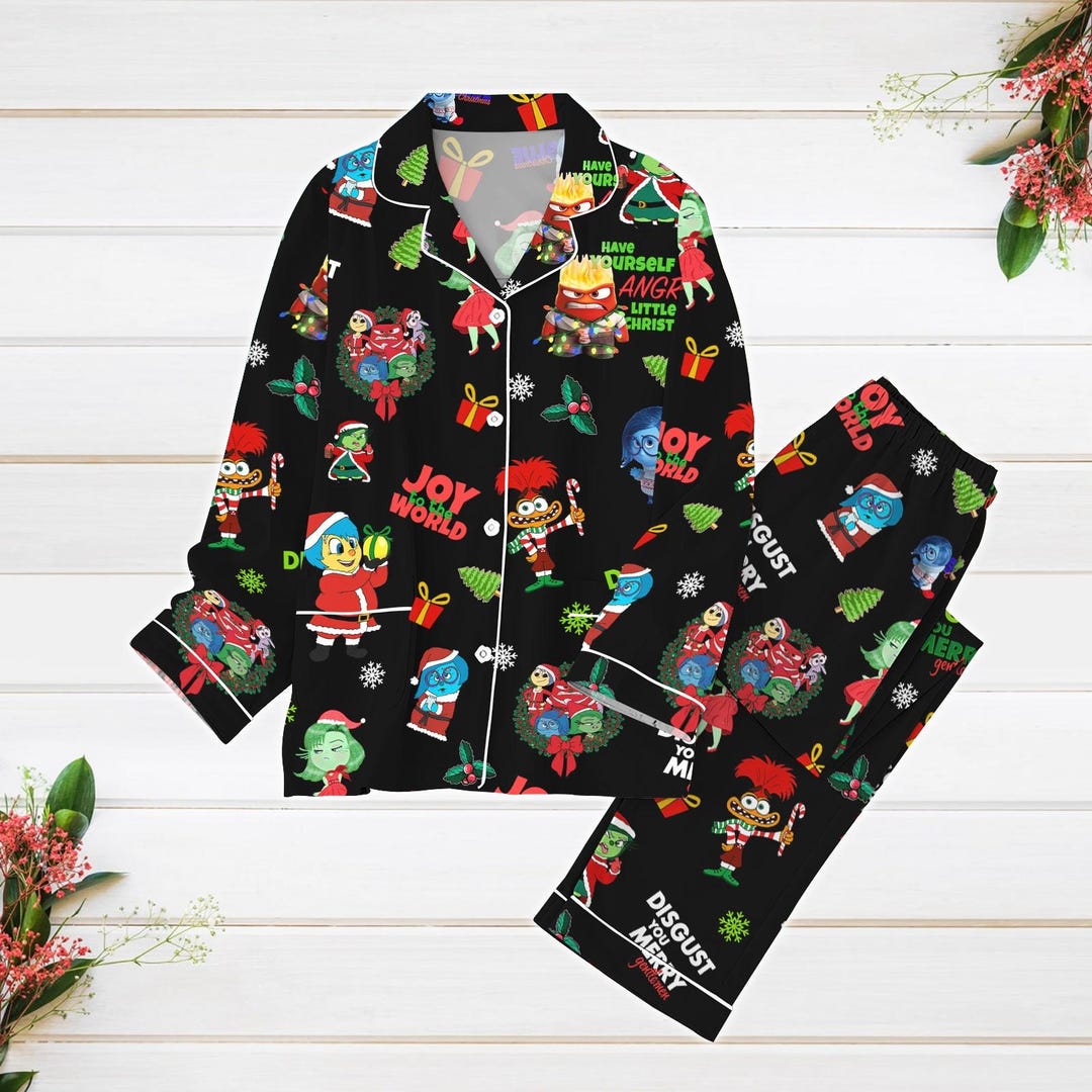 Inside Out Characters Christmas Pajamas, Joy Anxiety Anger Sadness Xmas ...