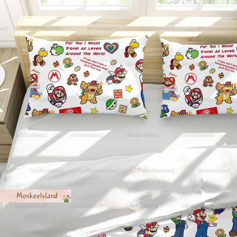 Super Mario Bros Bedding, Mario Bros Bedding Set, Super Mario Gaming ...