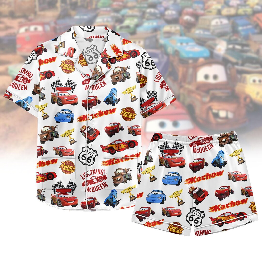 Lightning Mcqueen Satin Pajamas Set, Disney Cars Pajamas Shorts, Cars ...