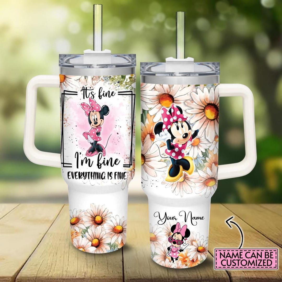 Minnie Mouse Tumbler 40oz, Custom Name Tumbler, Disney Cartoon Tumbler ...