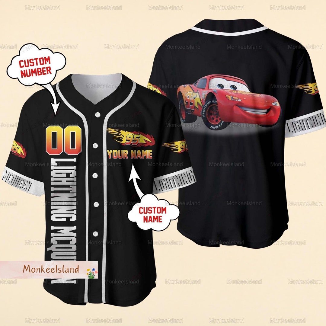Lightning Mcqueen Jersey, Disney Pixar Cars Baseball Team, Custom ...