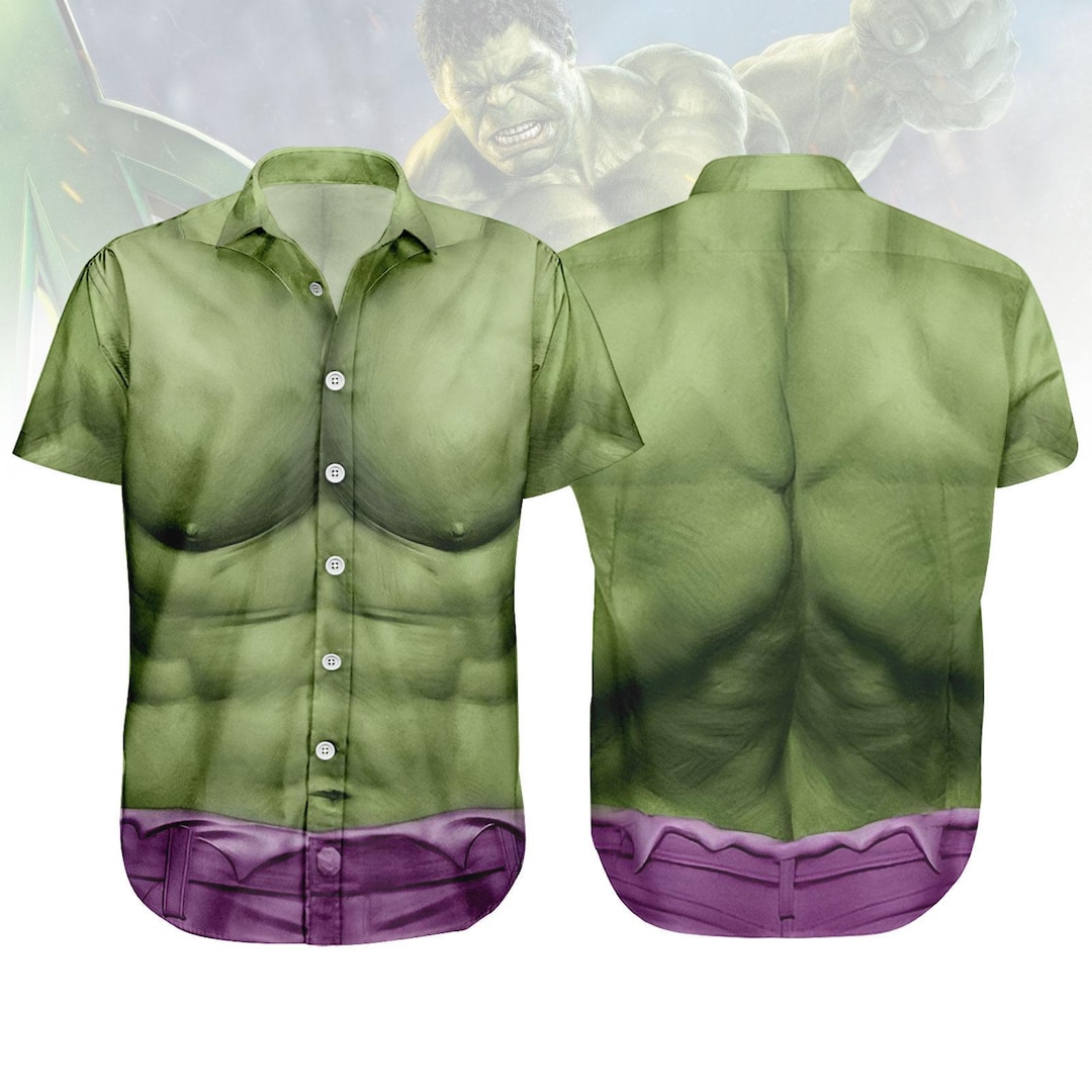 Halloween Avengers Hulk Cosplay Shirt, the Incredible Hulk Button Shirt ...