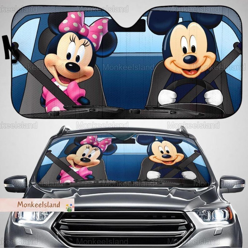 Mickey and Minnie Car Sun Shade, Disney Mickey Mouse Auto Sunshade ...