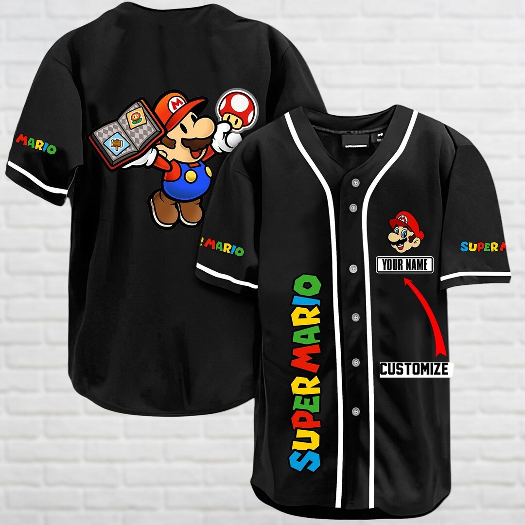 Super Mario Baseball Jersey, Mario Bros Jersey Shirt, Video Game Shirt ...