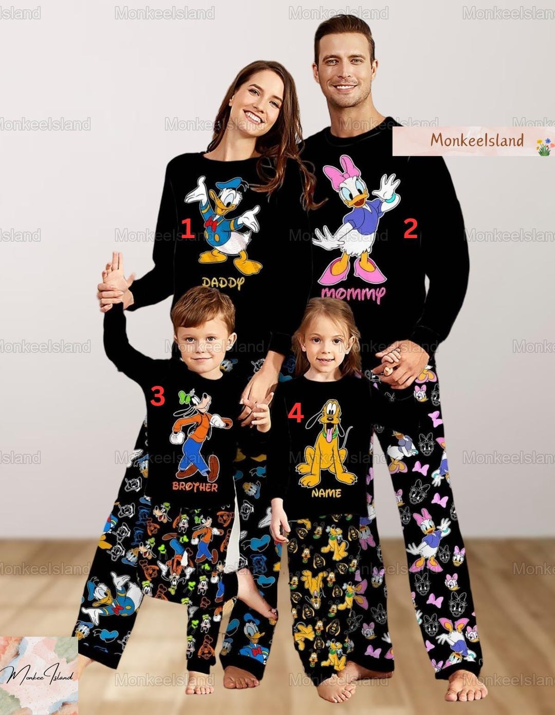 Disney Christmas Pajamas Set, Mickey, Minnie, Goofy, Pluto, Donald Duck ...