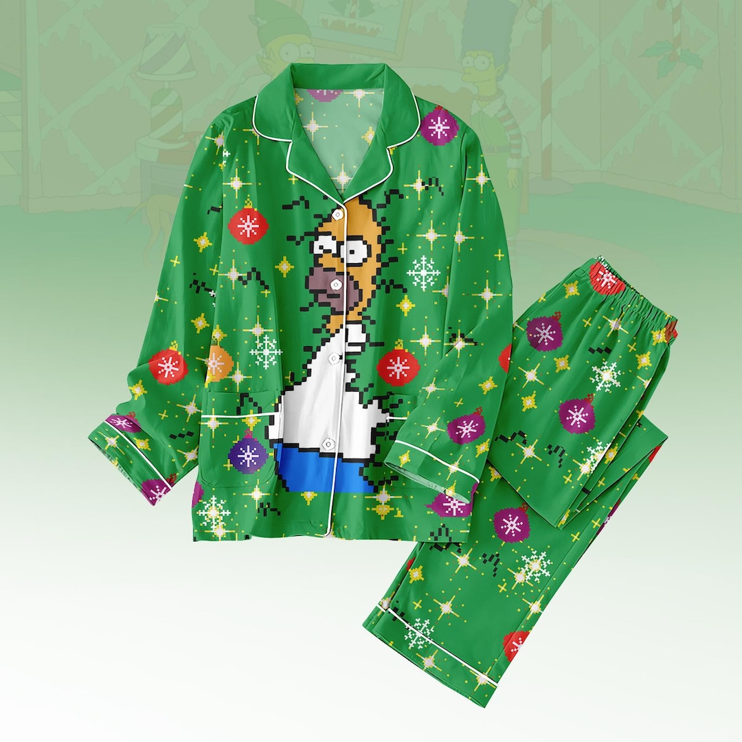 Homer Simpson Christmas Pajamas, Simpsons Xmas Pajamas, Cartoon Movie ...