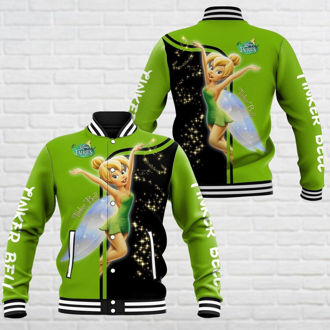 Tinker Bell Baseball Jacket, Disney Tinkerbell Streetwear Jacket ...