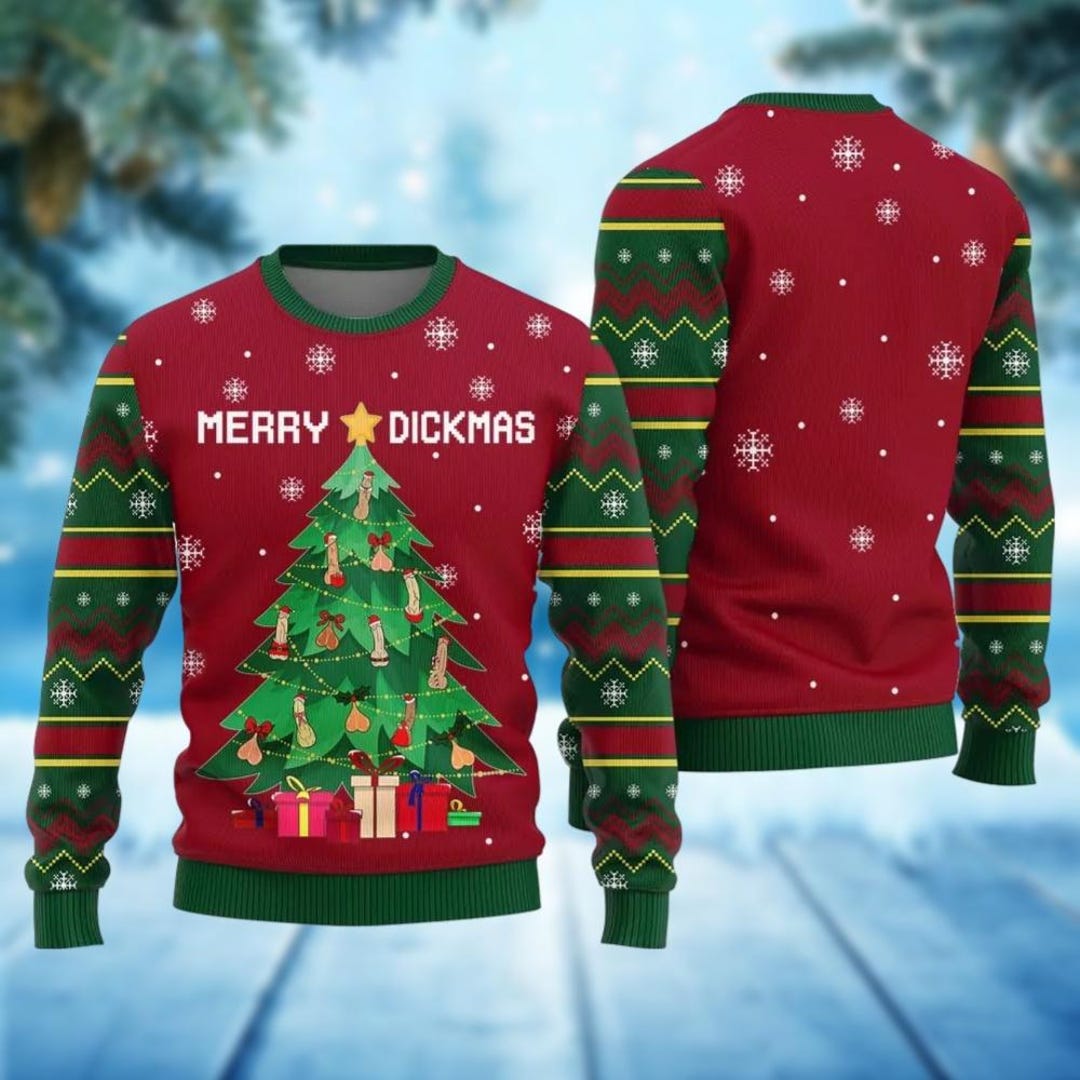 Christmas Dirty Ugly Sweater, Merry Dickmas Xmas Sweater, Naughty ...