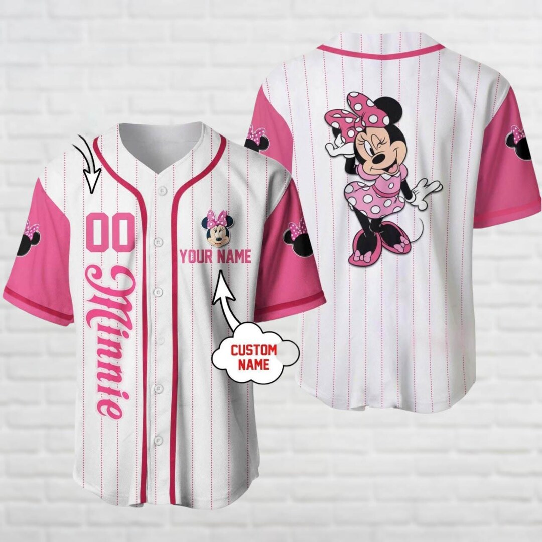 Custom Minnie Mouse Jersey, Disney Mouse Baseball Jersey, Disney Minnie ...