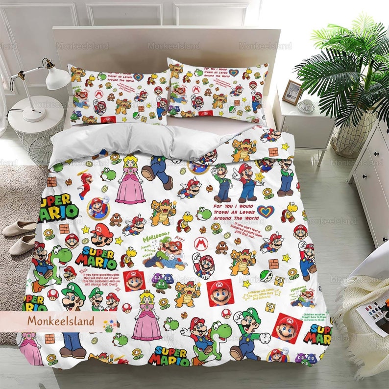 Super Mario Bros Bedding, Mario Bros Bedding Set, Super Mario Gaming ...
