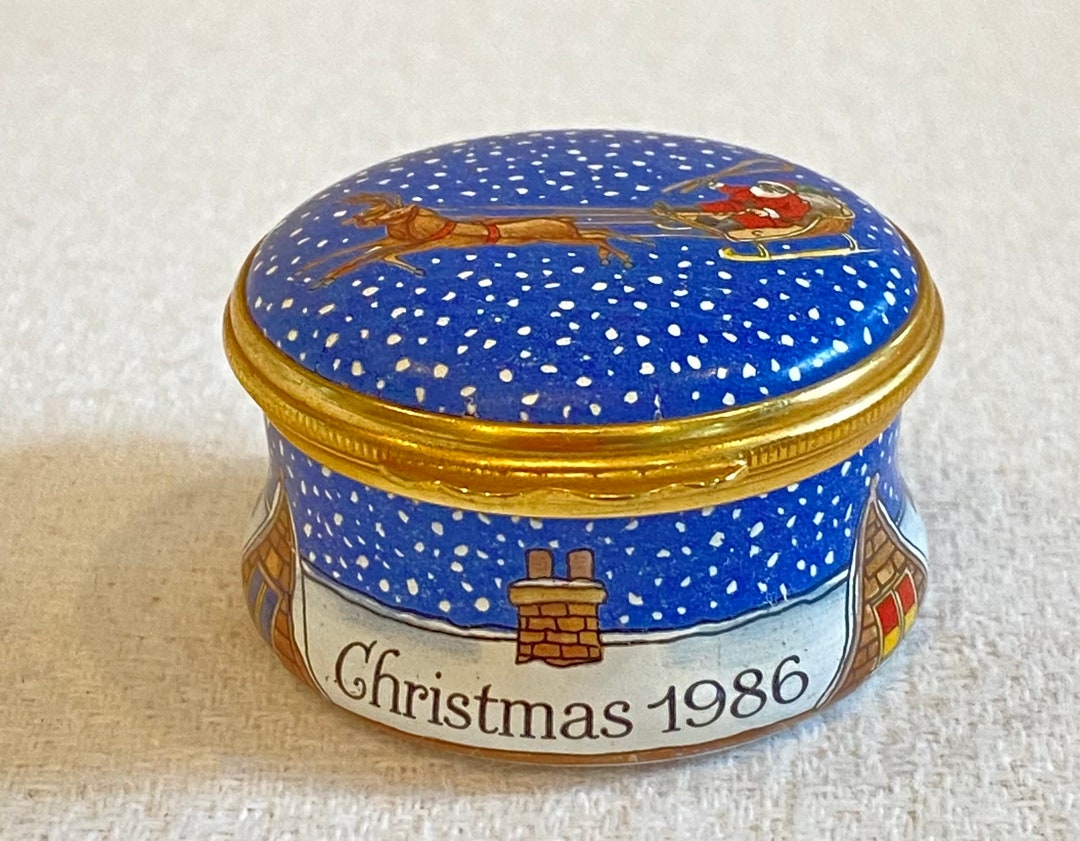 Vintage English Halcyon Days Enamel Annual Edition 1986 Christmas Pill Box - Etsy