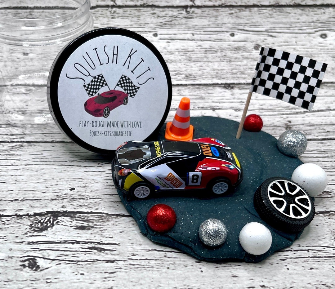 Race Car Sensory Dough Jar, Sensory Play, Play Dough Kit, Race Car ...