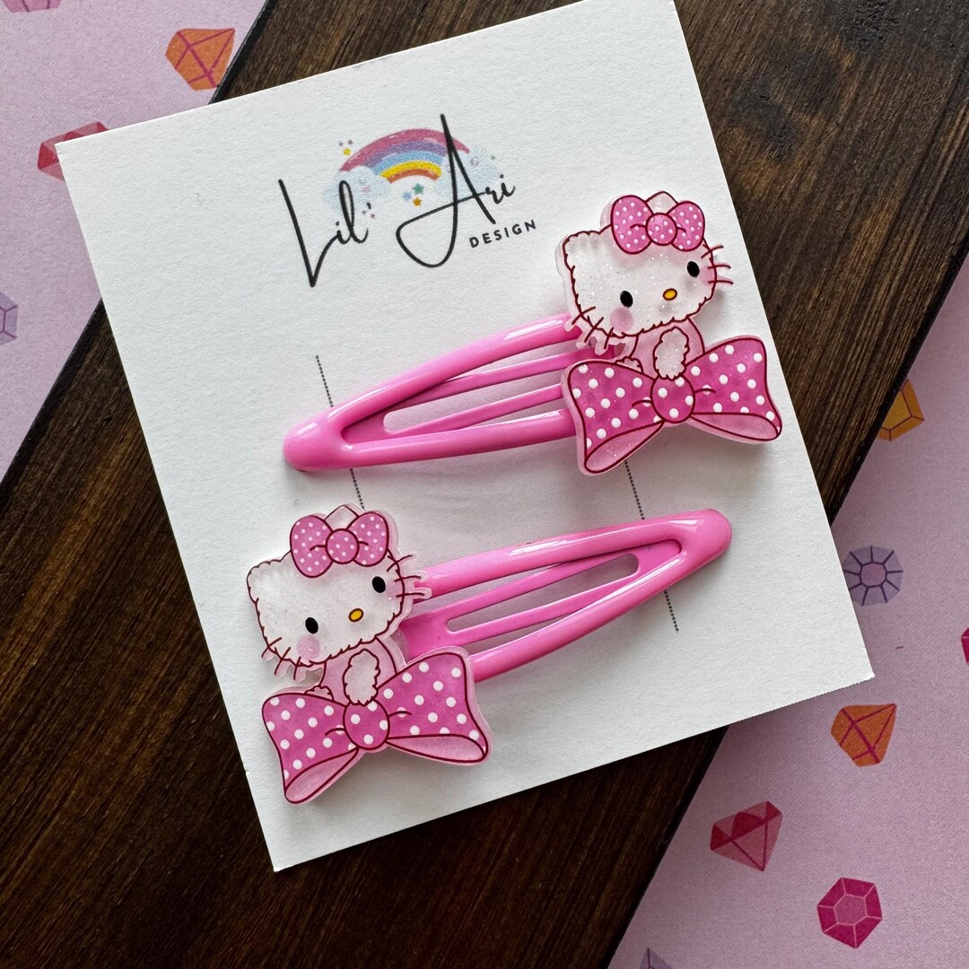 Hello Kitty Hair Clips for Girls, Pink Kawaii Snap Clip, Sanrio ...