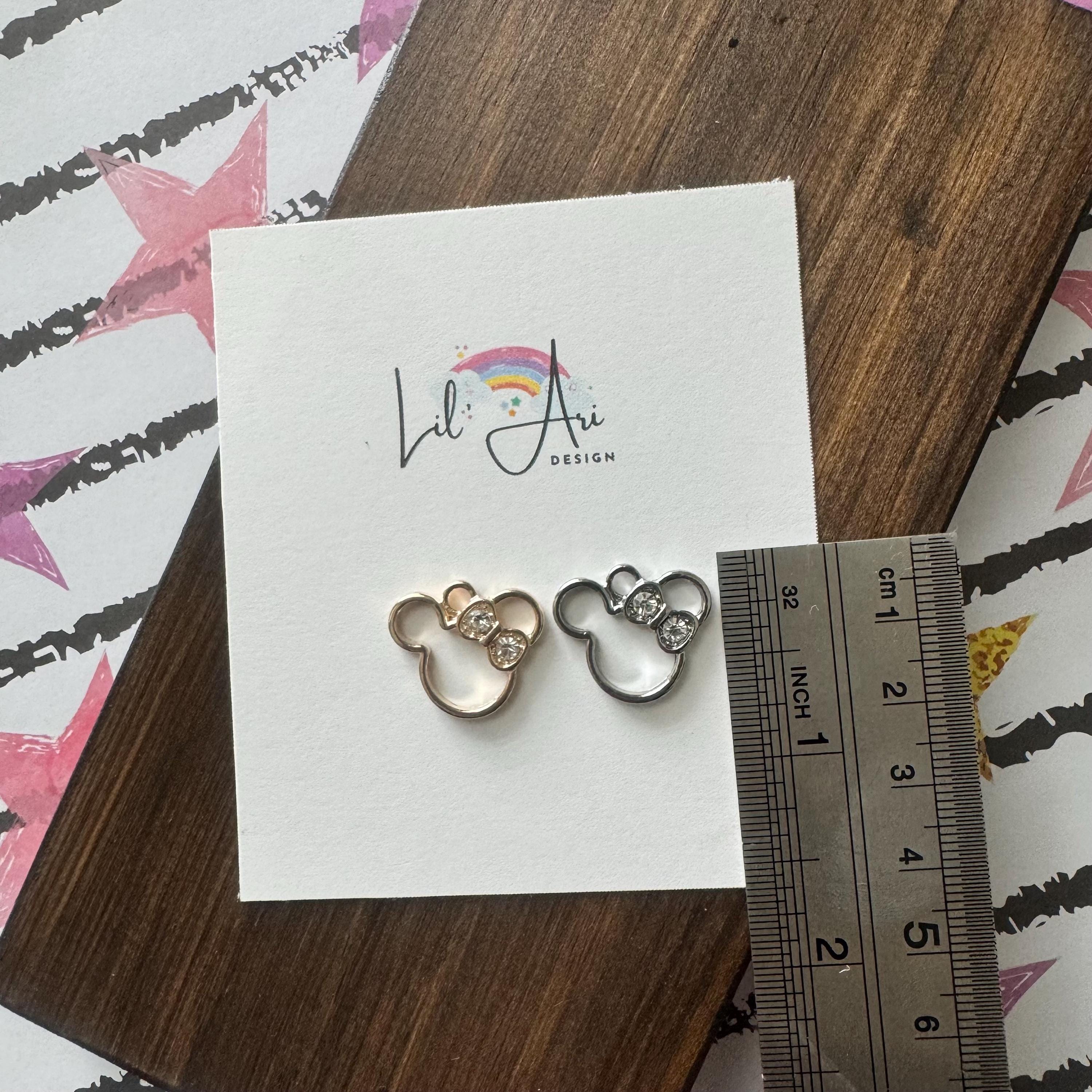 Minnie Mouse Charms Mouse Head Charm Minnie Rhinestone Bow Gold or ...