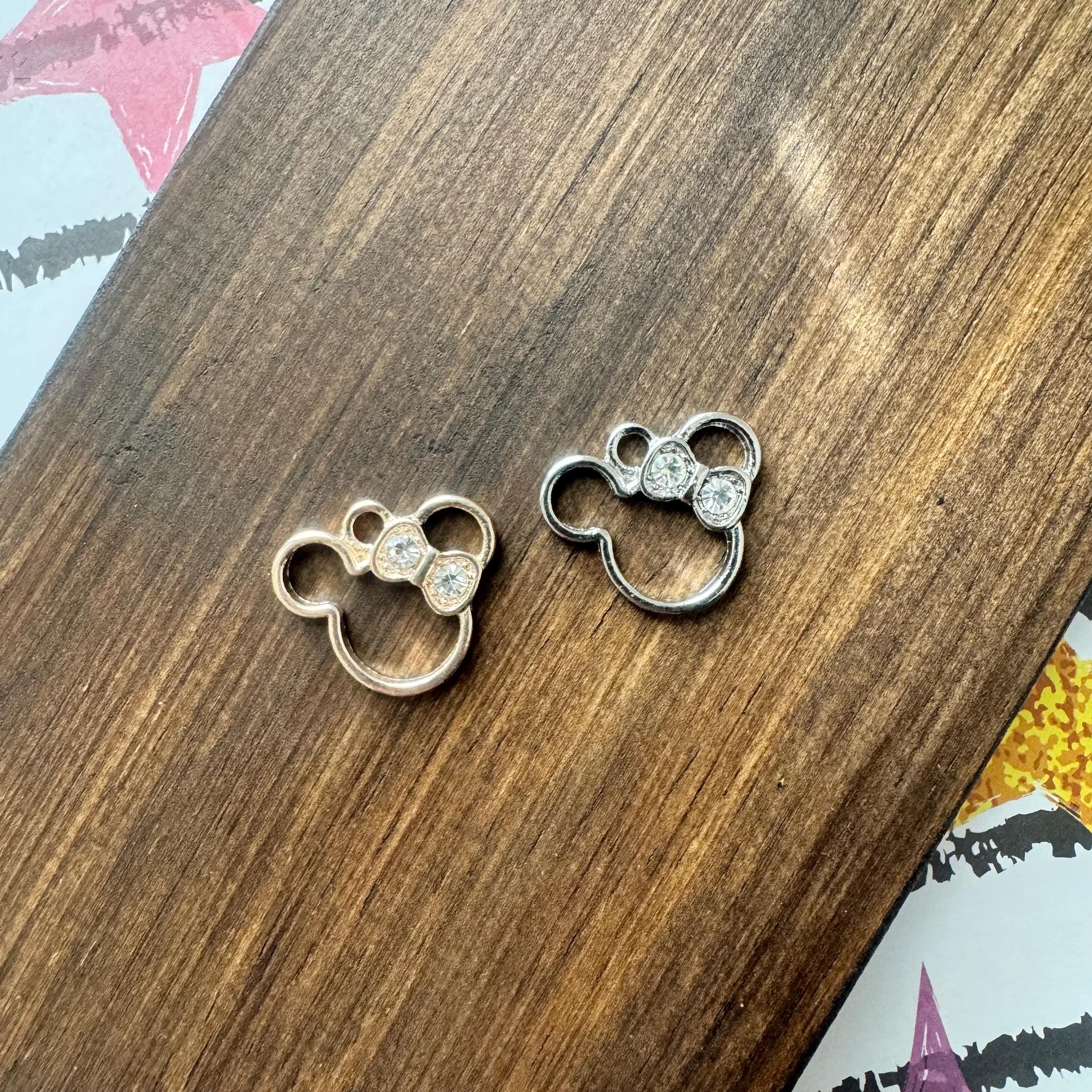 Minnie Mouse Charms Mouse Head Charm Minnie Rhinestone Bow Gold or ...