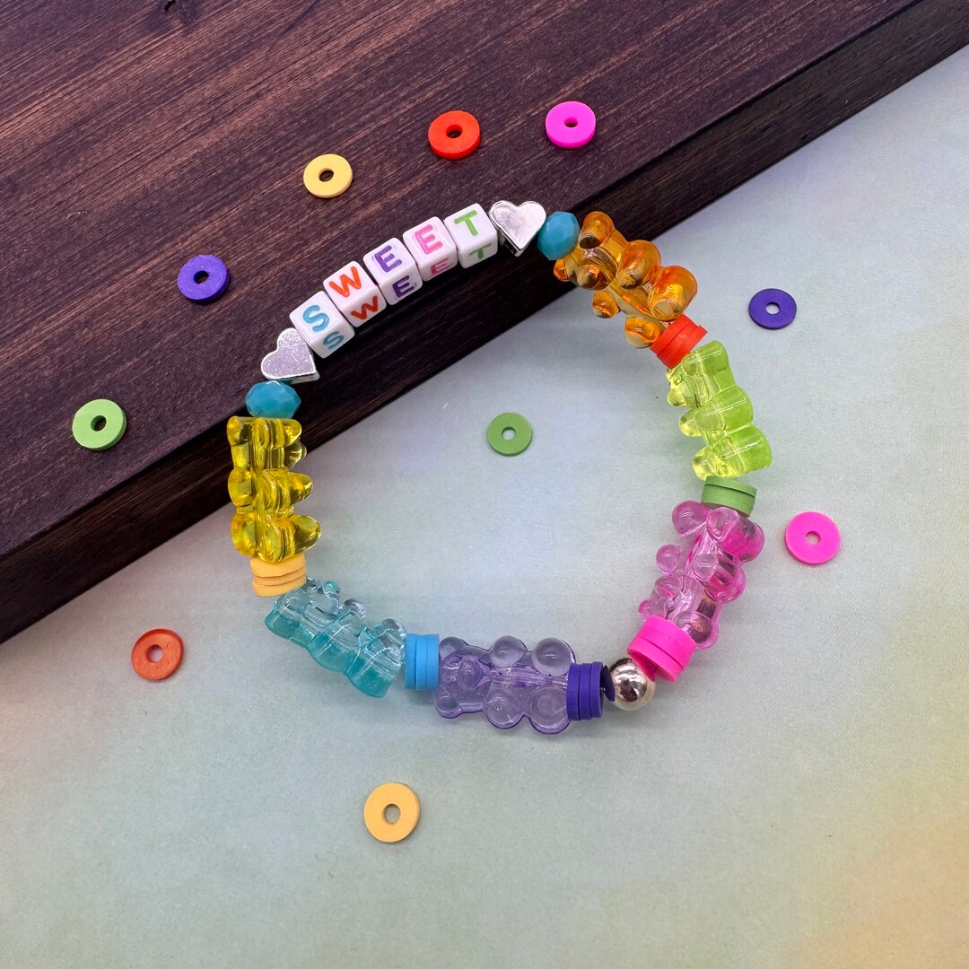 Gummy Bear Word Bracelet Candy Personalized Kids Name Jewelry Birthday ...