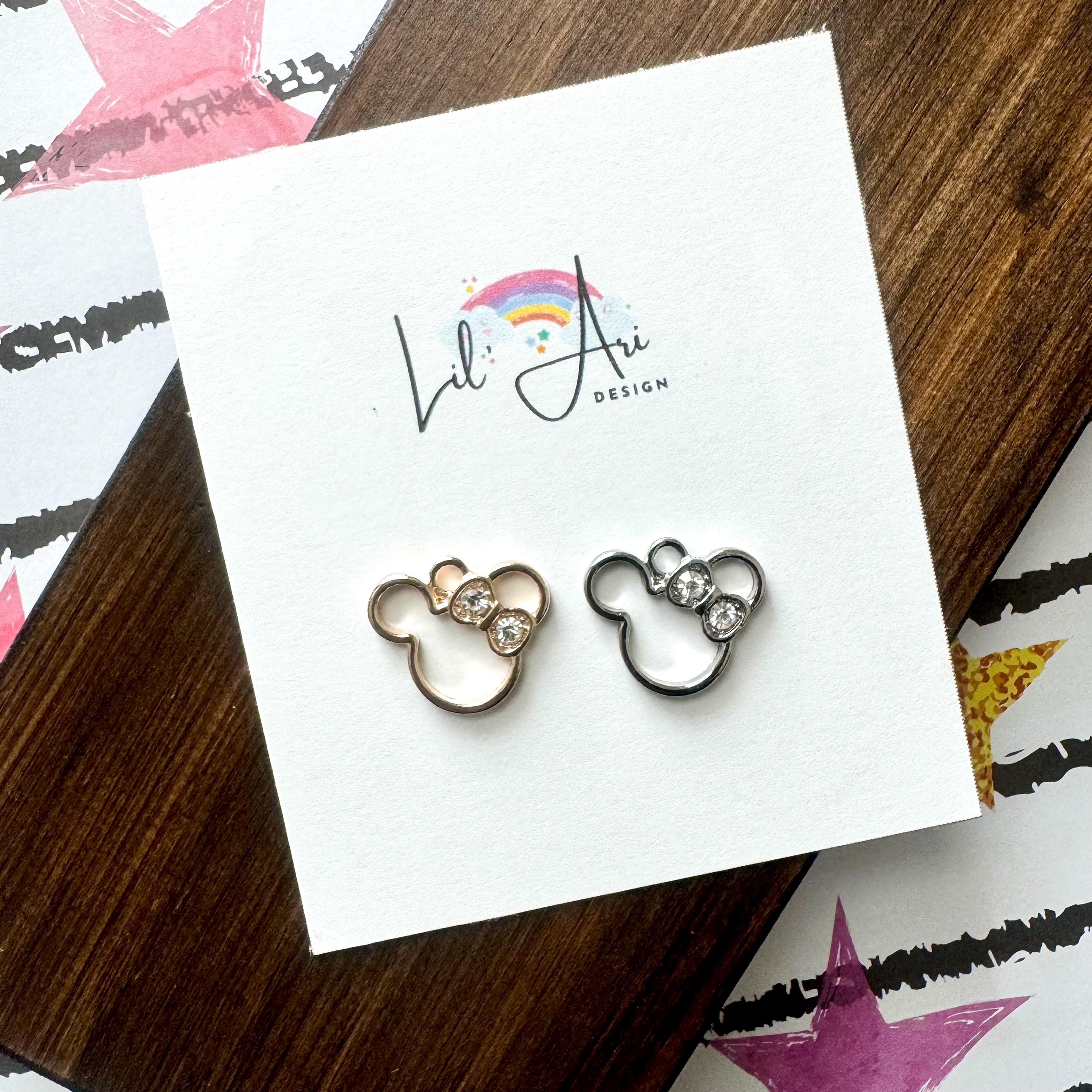 Minnie Mouse Charms Mouse Head Charm Minnie Rhinestone Bow Gold or ...