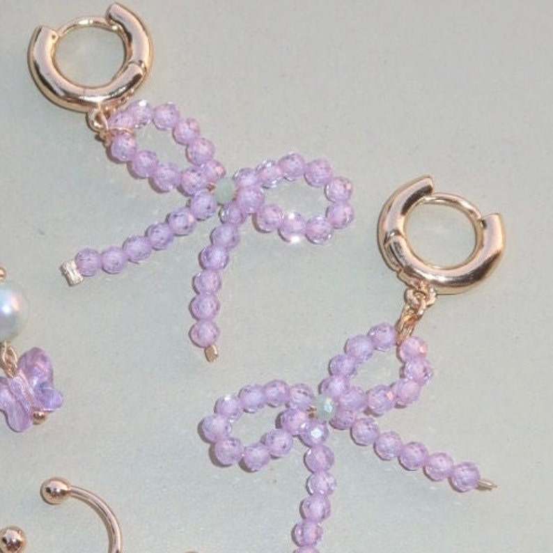 Pastel Garden Ear Collection floral Themed Earrings and Cuffs With Bow ...