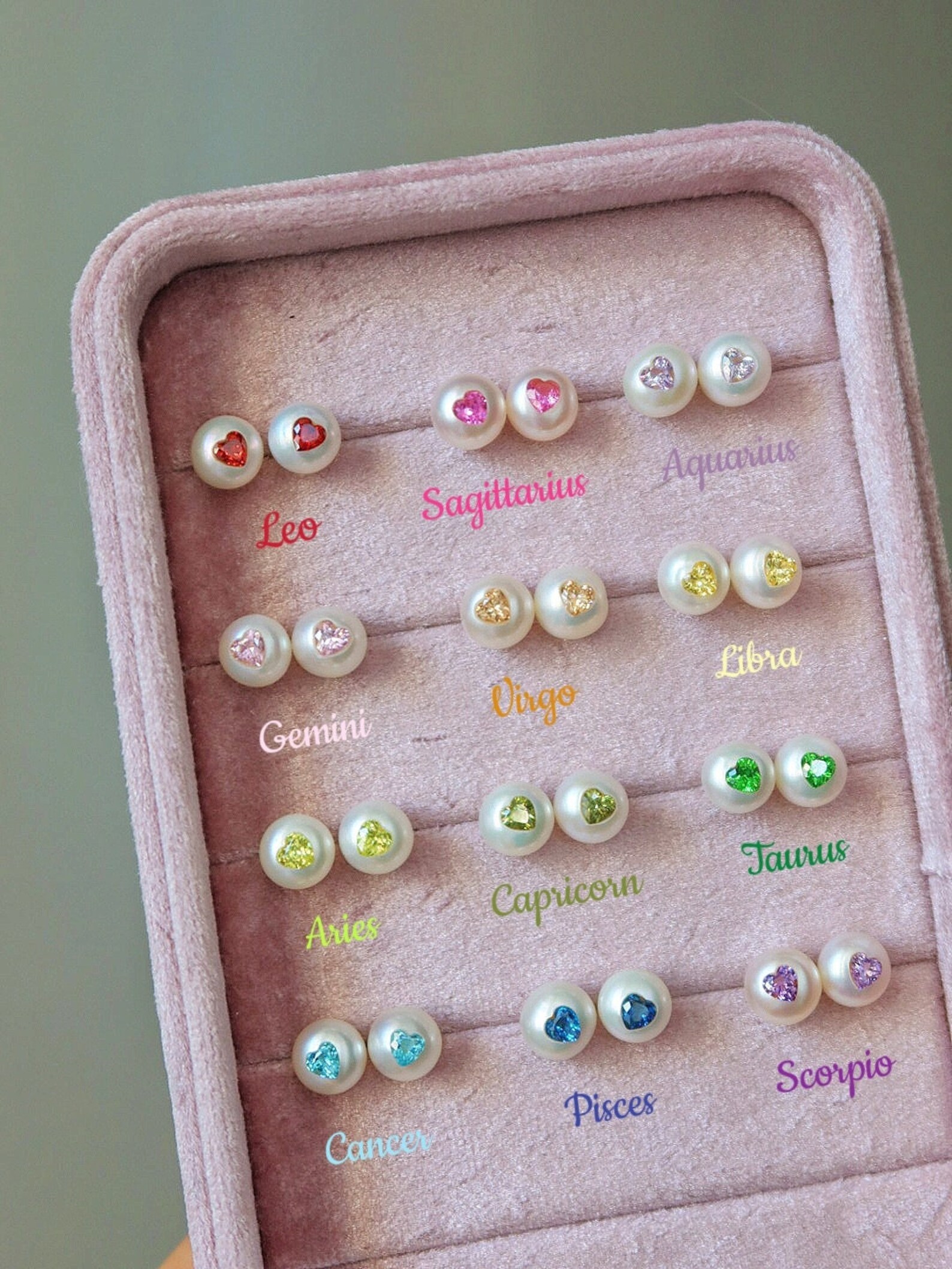 Celestial Love Stud Earrings Zodiac Starsign Themed 10mm Round ...