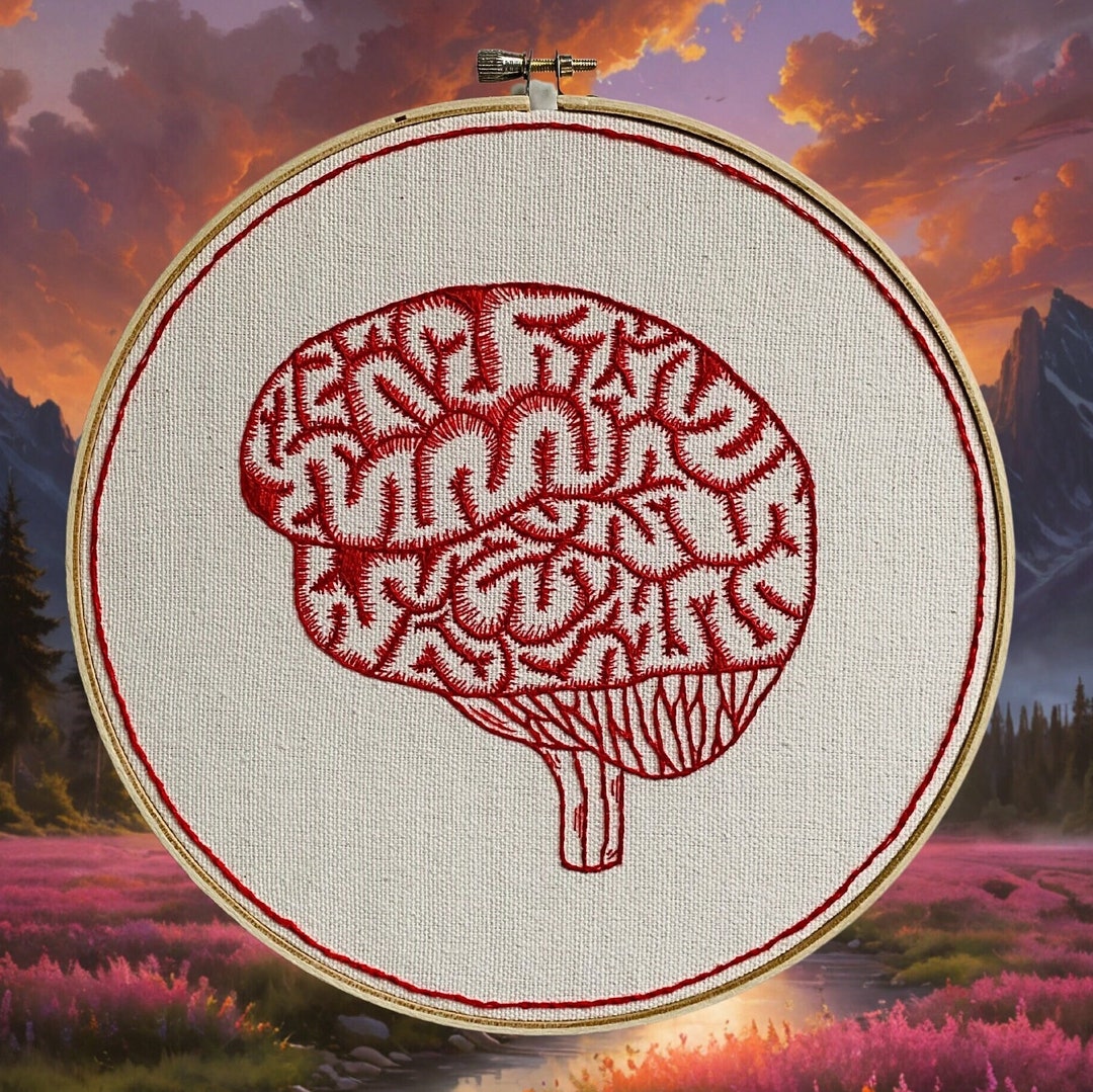 PDF Embroidery Pattern and Guide - Anatomical Brain | Instant Digital ...