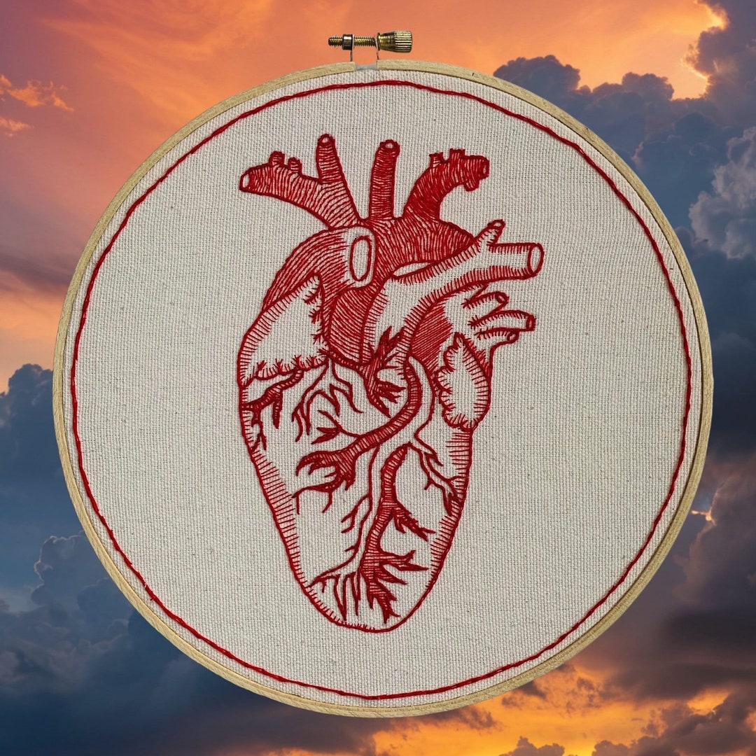 PDF Embroidery Pattern and Guide - Anatomical Heart | Instant Digital ...