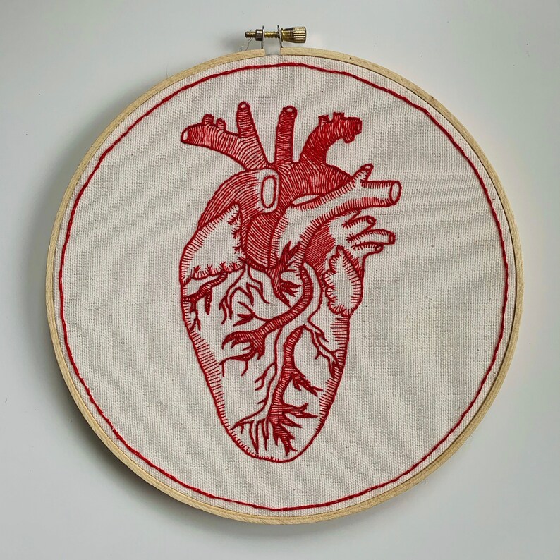 PDF Embroidery Pattern and Guide - Anatomical Heart | Instant Digital ...