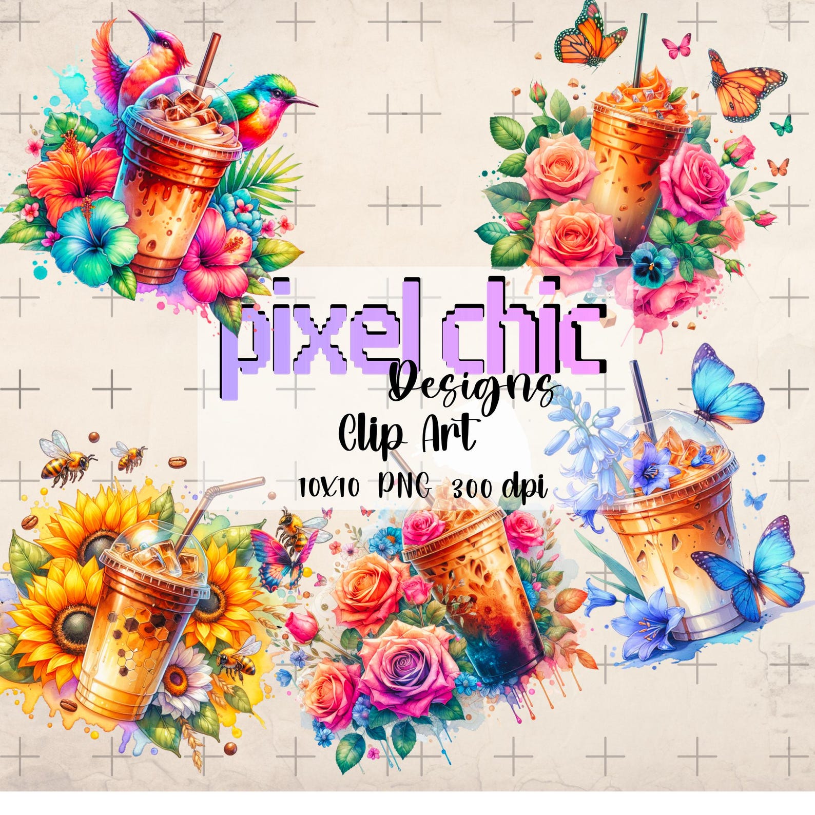 Watercolor Iced Coffee Clip Art | High Res Pngs | Junk Journaling ...