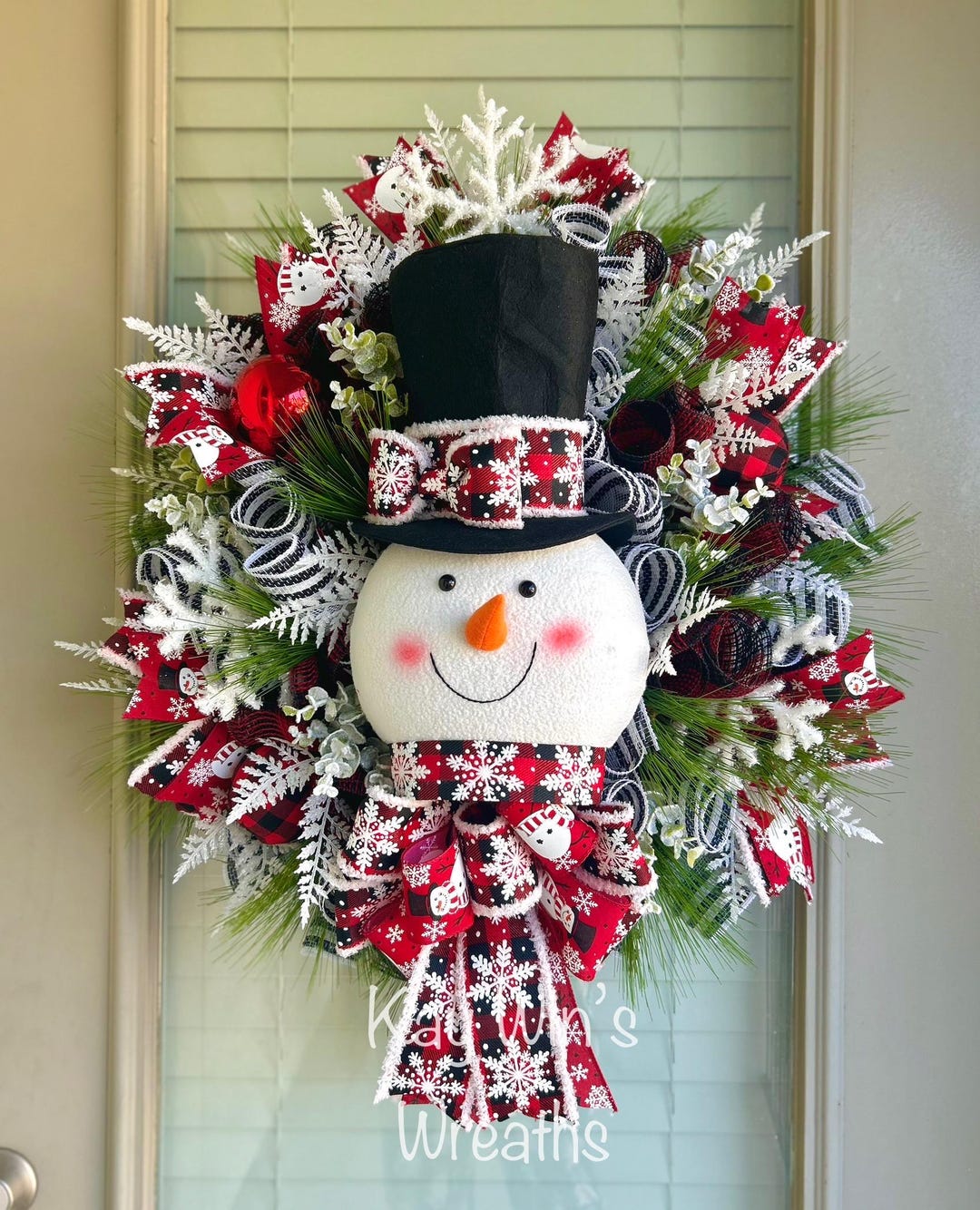 Snowman Wreath, Snowman Head Wreath, Snowman Christmas Wreath - Etsy