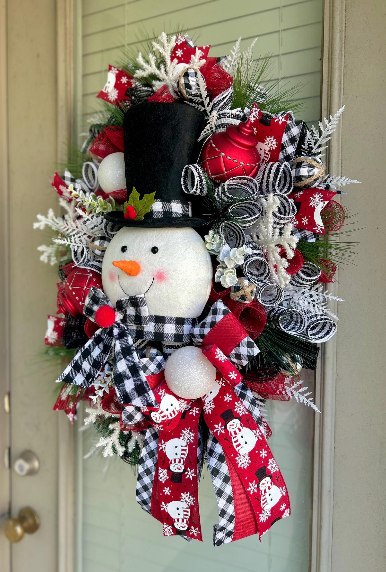 Snowman Wreath, Snowman Head Wreath, Snowman Christmas Wreath - Etsy