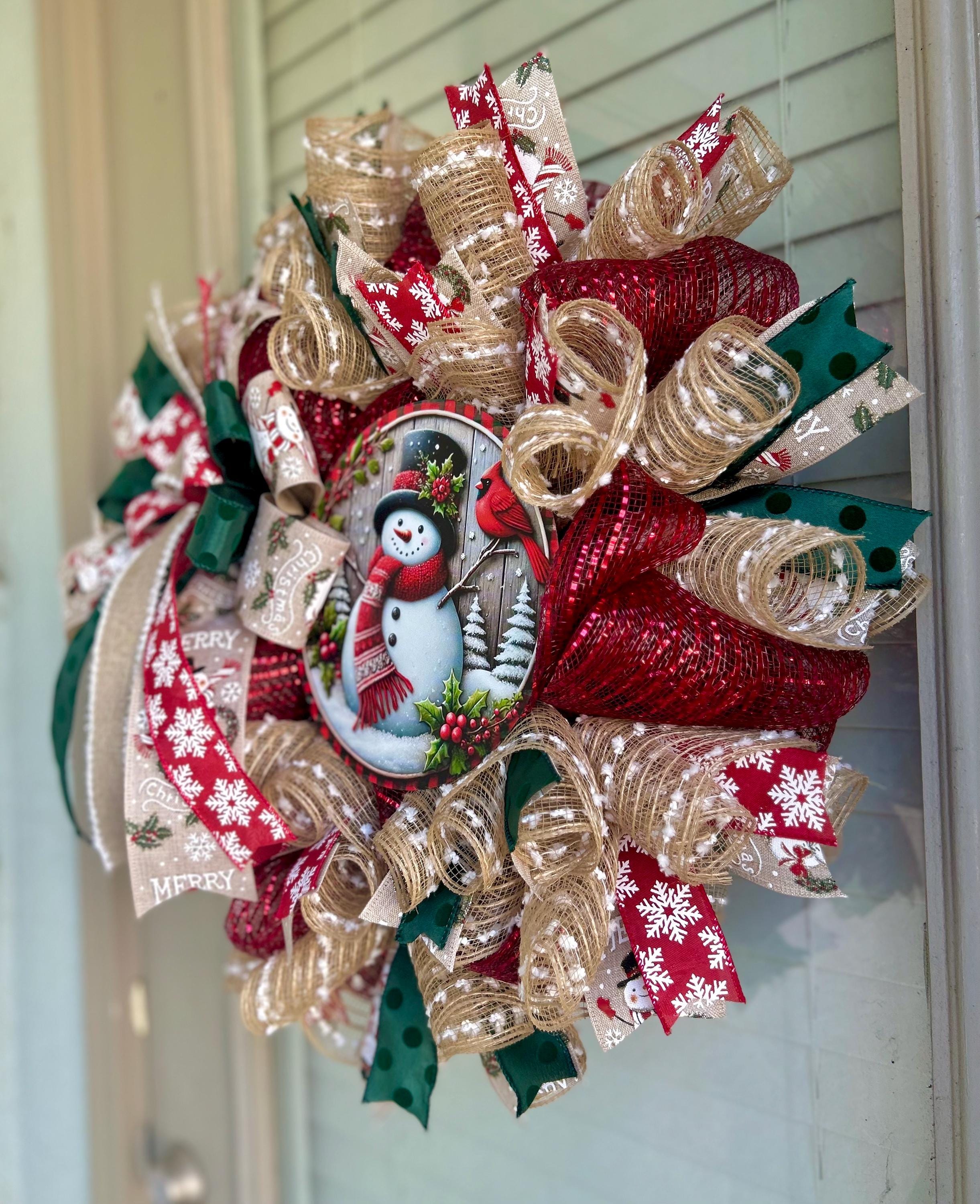 Snowman Wreath, Snowman Christmas Wreath, Snowman Wreaths, Snowman ...