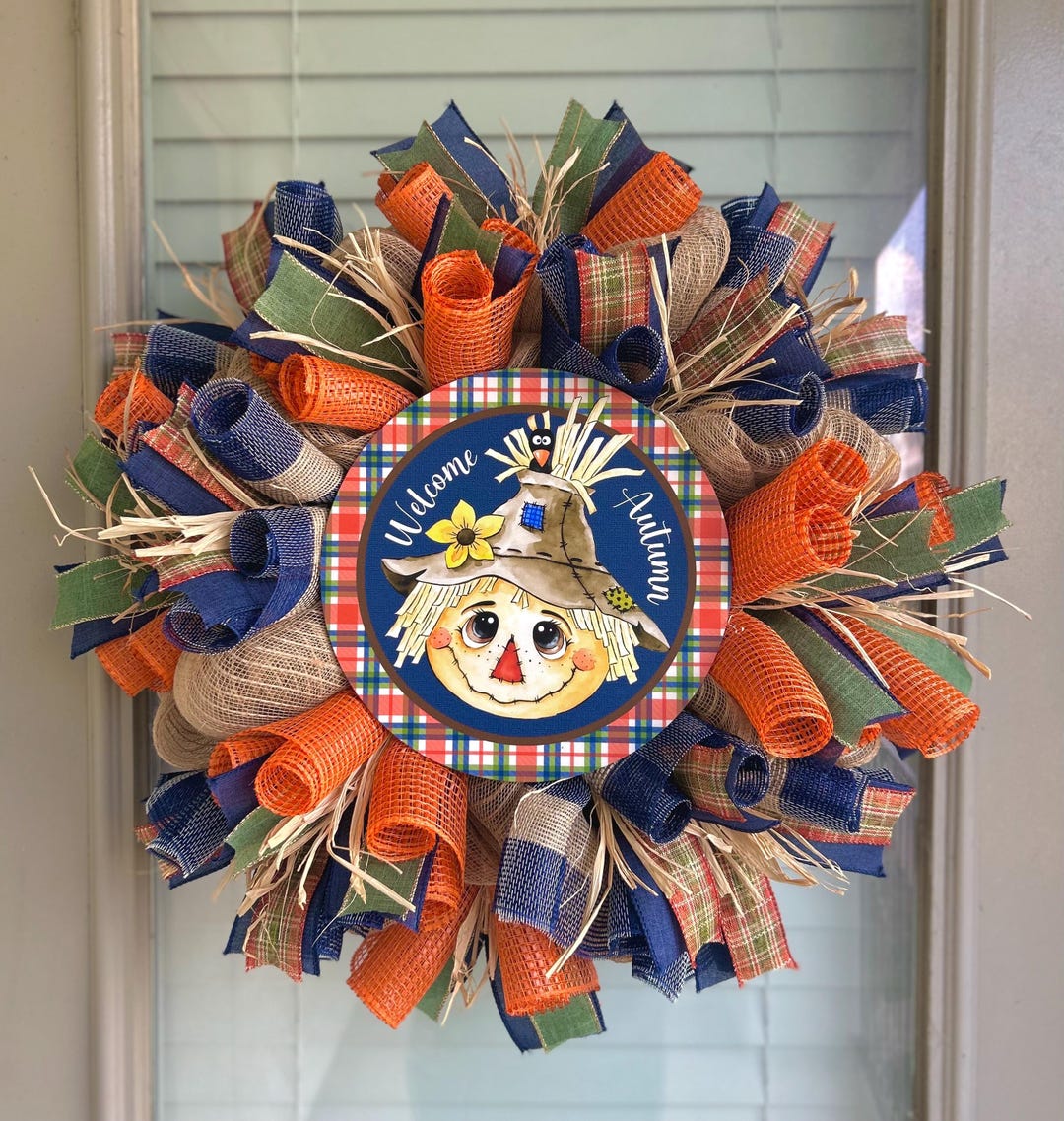 Scarecrow Wreath, Fall Wreath, Fall Scarecrow Wreath, Scarecrow Fall ...