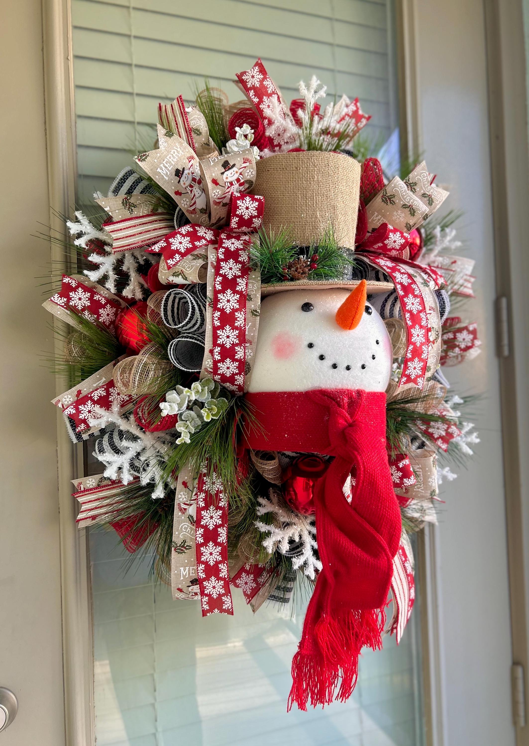 Snowman Wreath, Snowman Head Wreath, Snowman Christmas Wreath - Etsy