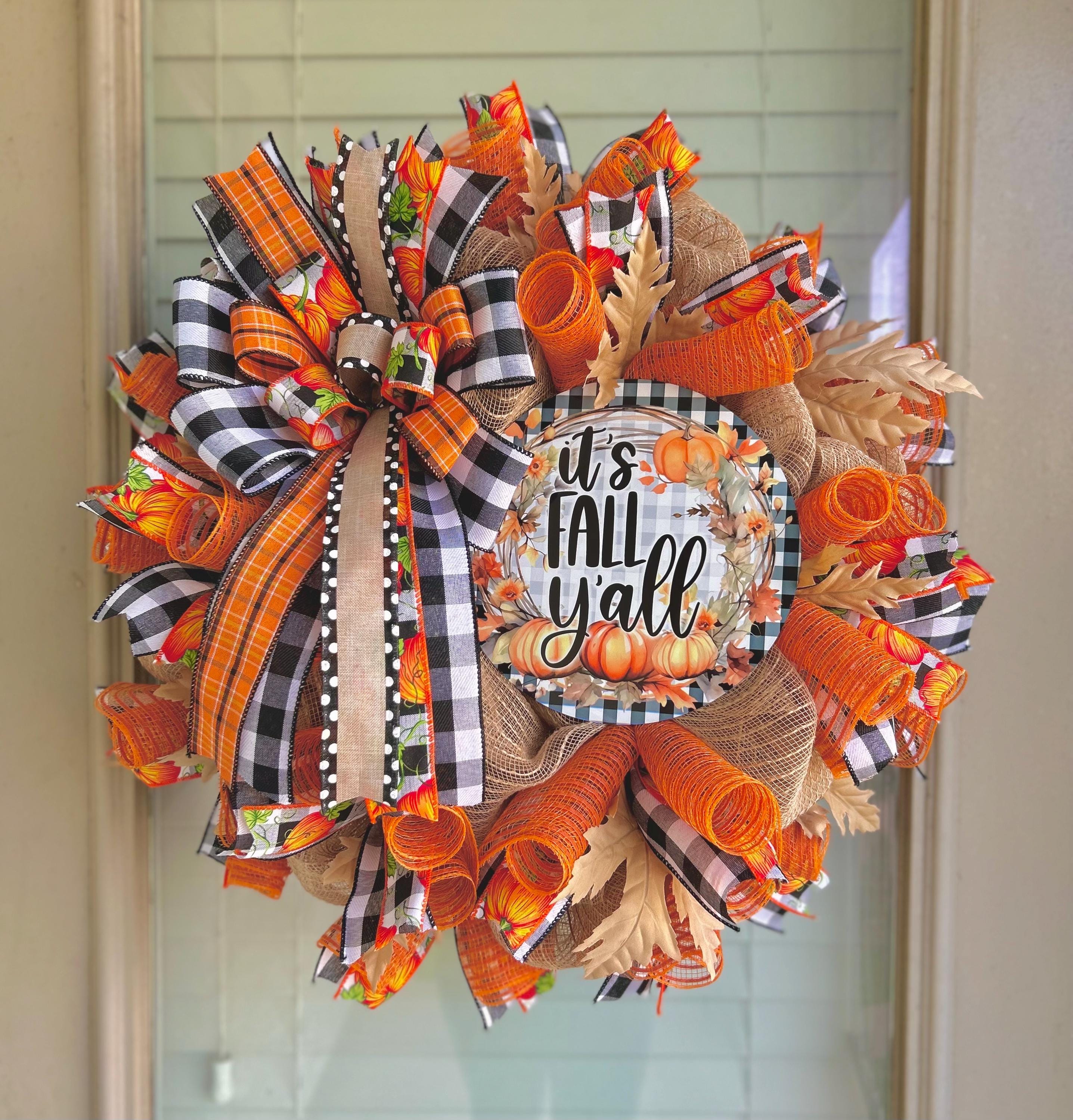 Fall Wreath, Plaid Fall Wreath, Buffalo Plaid Fall Wreath, Fall Wreaths ...