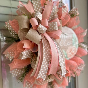 Hello Spring Wreath, Coral Hello Spring Wreath, Coral and Burlap Wreath ...
