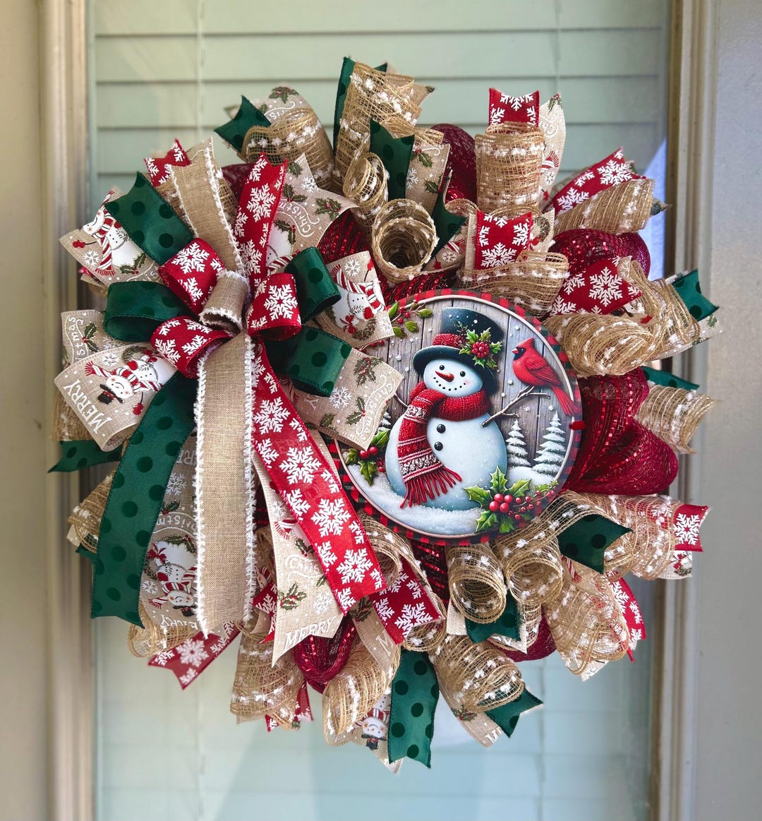 Snowman Wreath, Snowman Christmas Wreath, Snowman Wreaths, Snowman ...